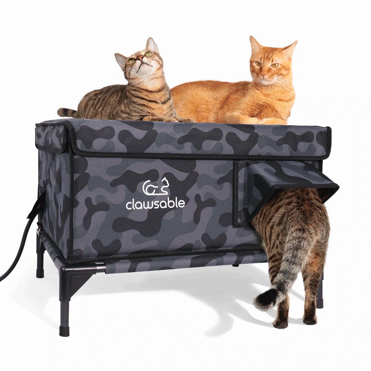 Outdoor Elevated Heated Cat House 2-Door Lift-Top Large – Clawsable