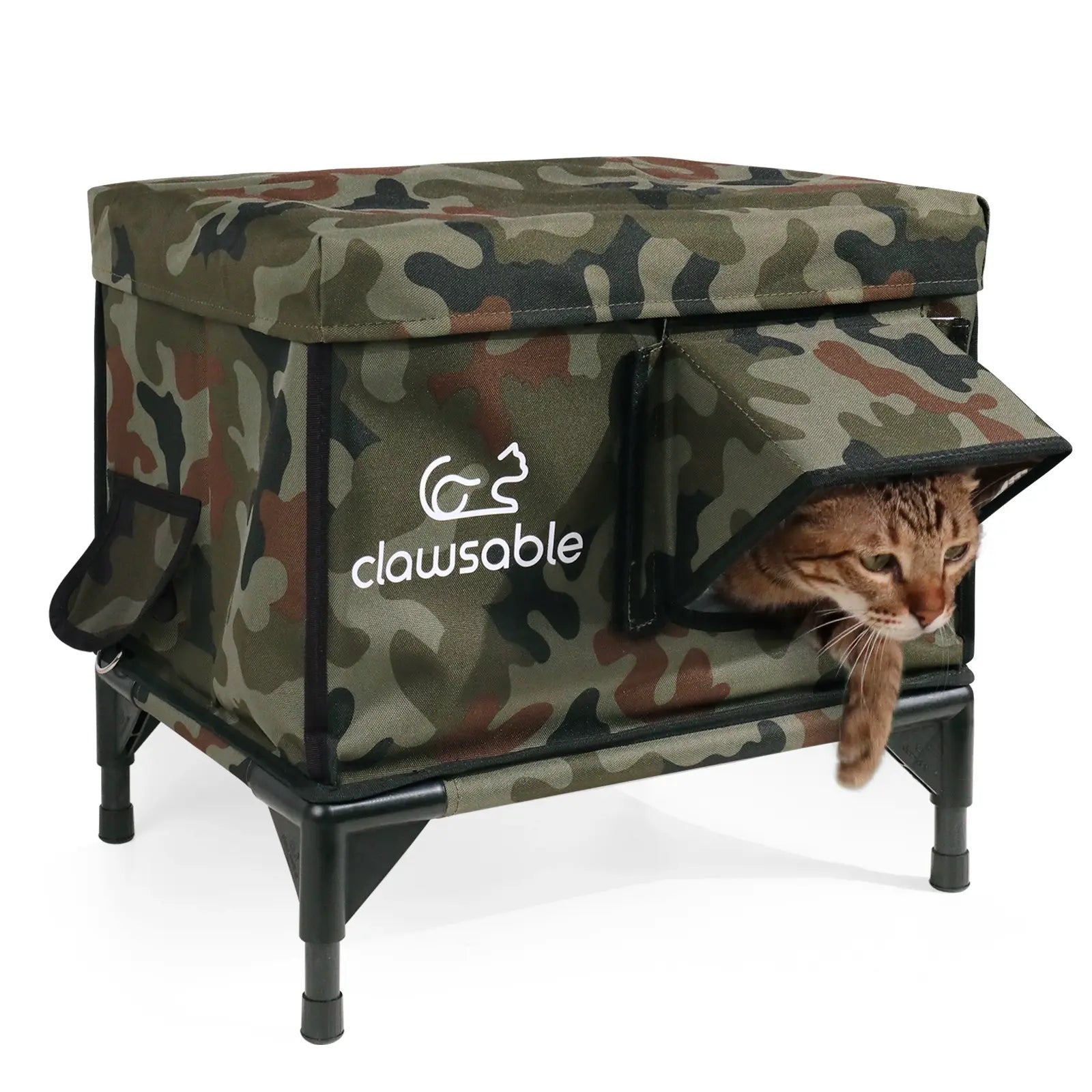 Outdoor Elevated Insulated Cat House 2-Door Portable Small – Clawsable