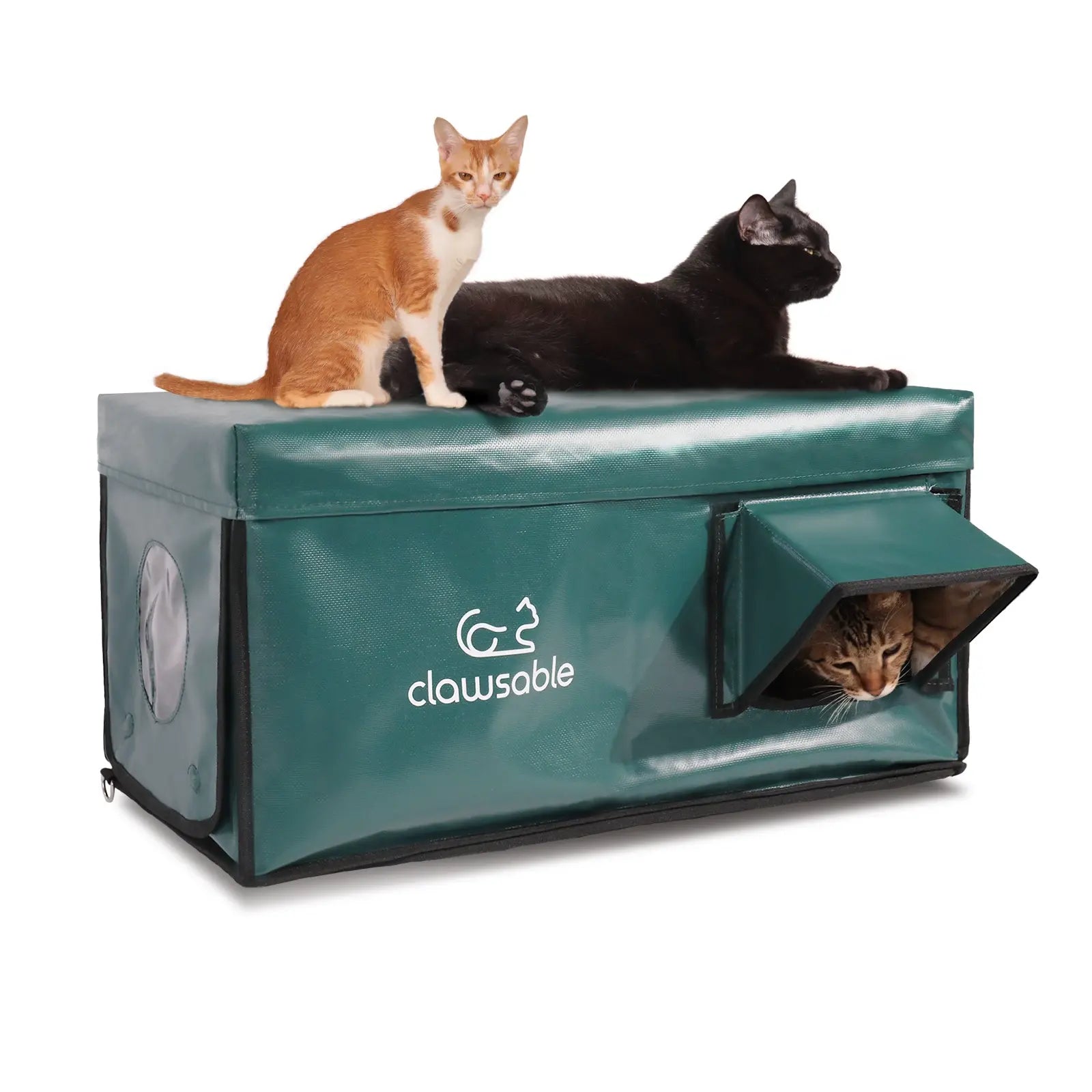 Outdoor Insulated Cat House 2-Door Portable Large – Clawsable