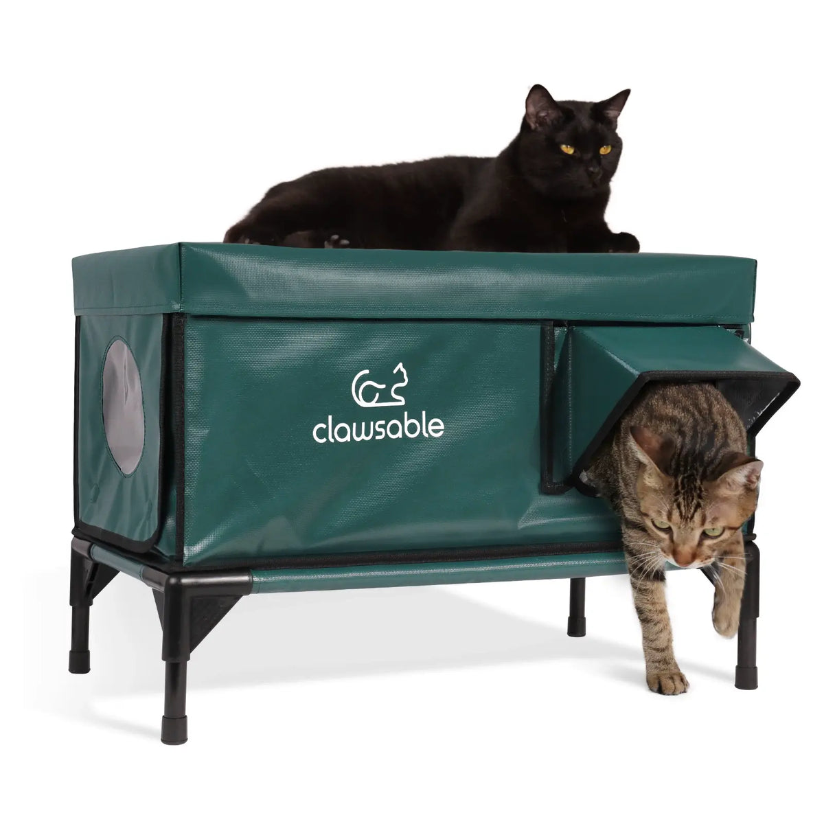 Outdoor Elevated Insulated Cat House 2-Door Portable Large – Clawsable