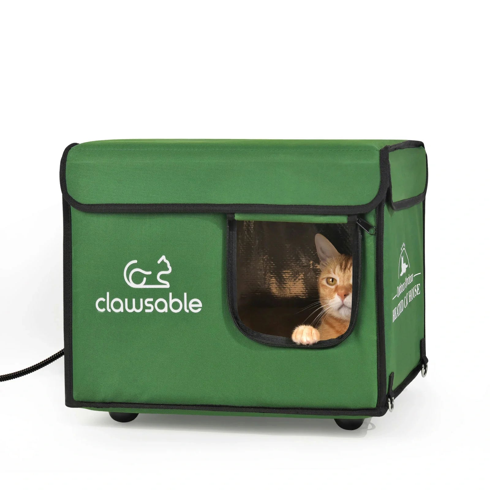 Small Heated Cat House - Outdoor Lift-Top Cat Shelter – Clawsable